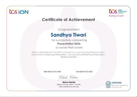 Sandhya Tiwari On Linkedin Presentationskills Tcs Countinuelearning