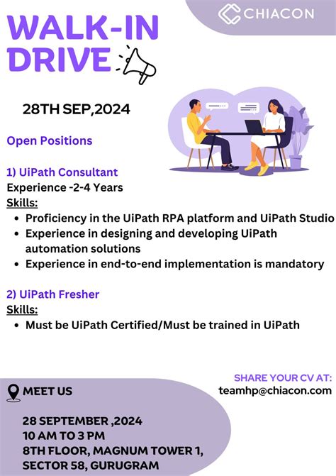 Chiacon Consulting On Linkedin Chiacon Walkindrive Careeropportunities Uipath Rpa Uipathjobs