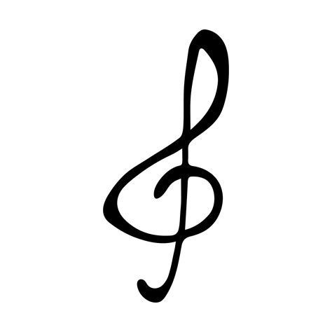 Treble Clef Doodle Hand Drawn Musical Symbol Single Element For Print