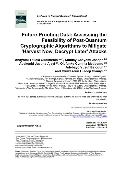 Pdf Future Proofing Data Assessing The Feasibility Of Post Quantum