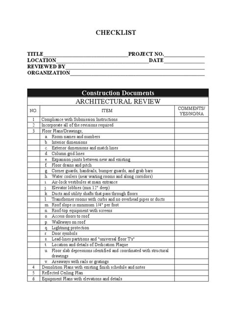 1 Construction Documents Checklist Pdf Door Architectural Design