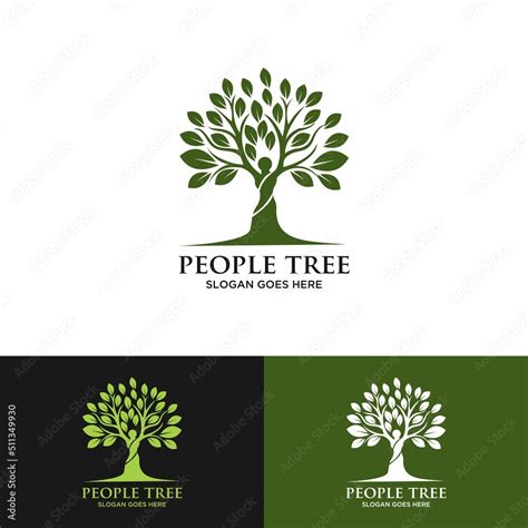 Green Spring Tree With Female Face And Roots On White Background Vector Abstract Human Tree