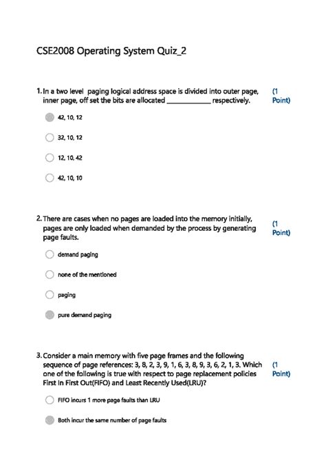 Os Quiz Hello Cse2008 Operating System Quiz2 1 In A Two Level