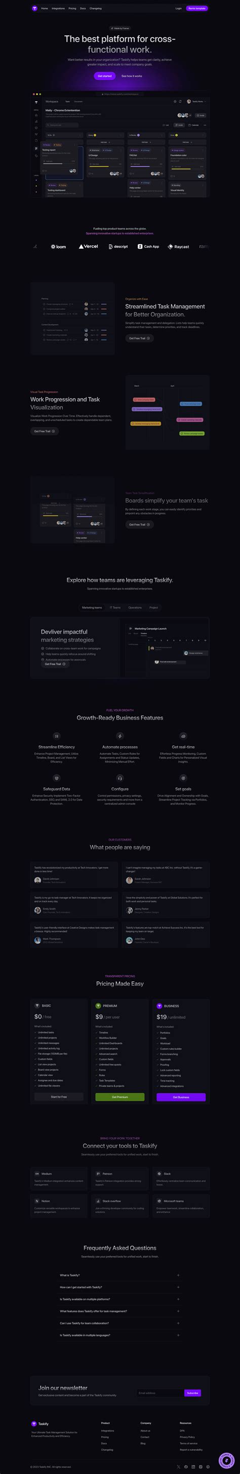 Taskify Template SaaS Landing Page