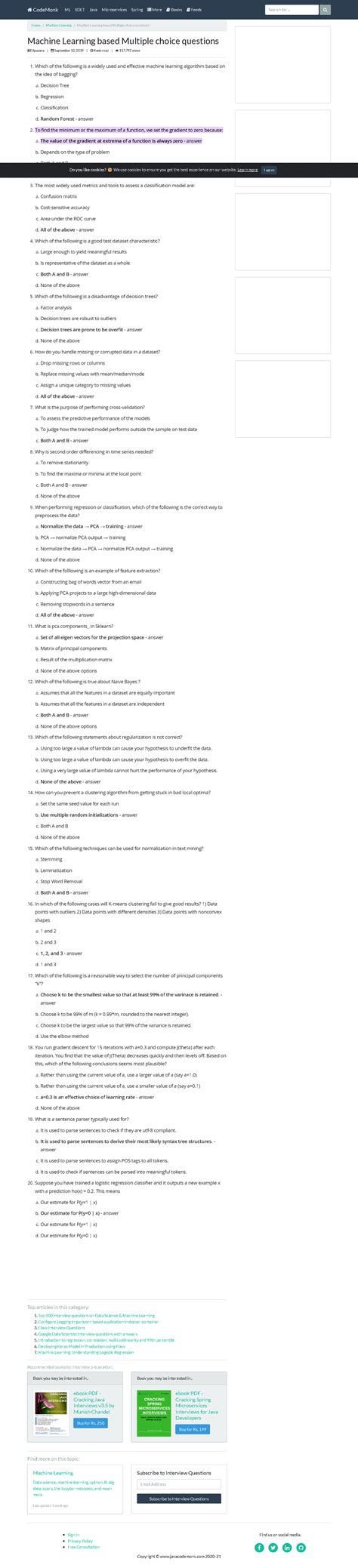 machine learning based multiple choice questions top 100 interview