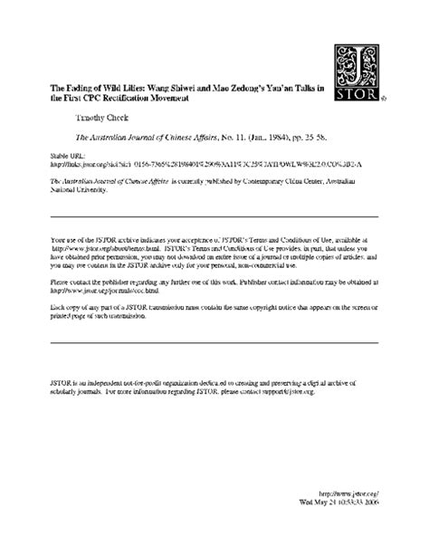 Pdf The Fading Of Wild Lilies Wang Shiwei And Mao Zedongs Yanan