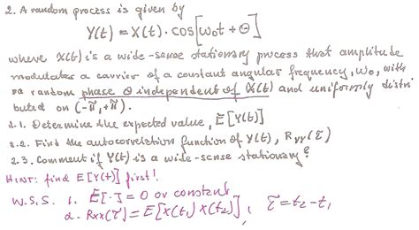 Solved A random process is given by y t x t cos ω t Θ Chegg
