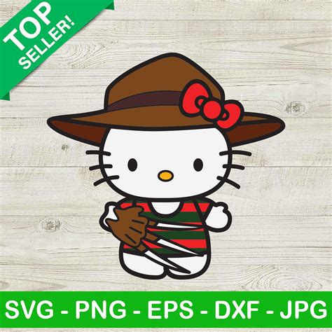Hello Kitty Freddy Krueger Svg Chibi Horror Kitty Cat Svg Kitty Halloween Killer Svg Freddy