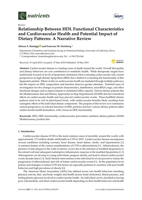 pdf relationship between hdl functional characteristics and