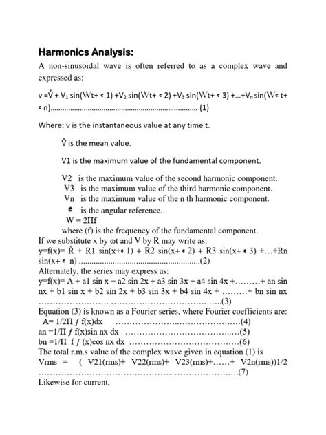 Harmonics Analysis Pdf Rectifier Root Mean Square