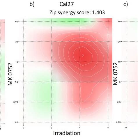 Synergy Scores Of Irradiation Treatment And Mk Treatment Maps Of Zip
