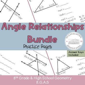 Writing Solving Equations Using Angle Relationships Bundle TPT