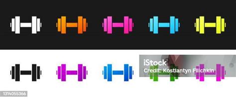흑백 배경에 격리된 아령 아이콘을 설정합니다 근육 리프팅 아이콘 피트니스 바벨 체육관 스포츠 장비 운동 범벨 벡터 건강한 생활방식에 대한 스톡 벡터 아트 및 기타 이미지