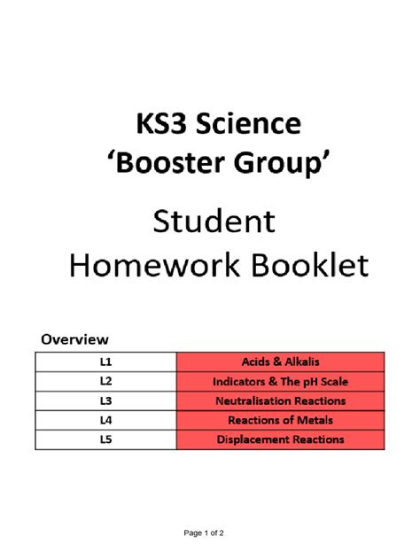 acids and alkalis homework booklet pdf