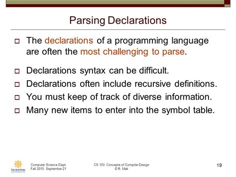 Cs 153 Concepts Of Compiler Design September 21 Class Meeting