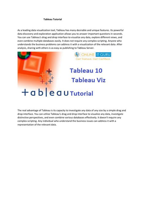 Pdf Tableau Tutorial