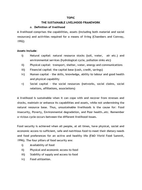 Lecture Notes On Sustainable Livelihood And Sustainable Devt Pdf Food Security Sustainability Lecture Notes On Sustainable Livelihood And Sustainable Devt Pdf Food Security Sustainability