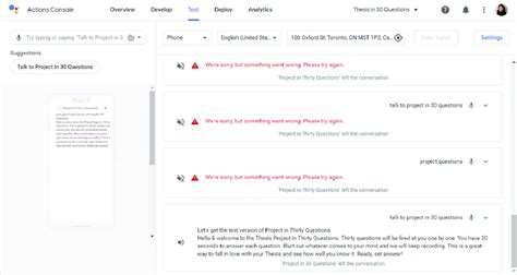 Phone And Voice Simulation Running In Action Console In Chrome Browser