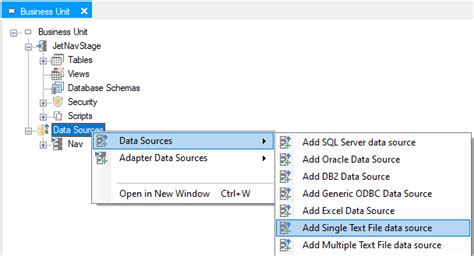 adding a text file data sources to the jet data manager jet
