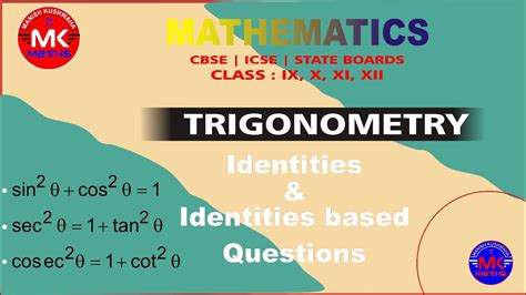 Class X Xii Trigonometry Identities Identities Based Question Youtube
