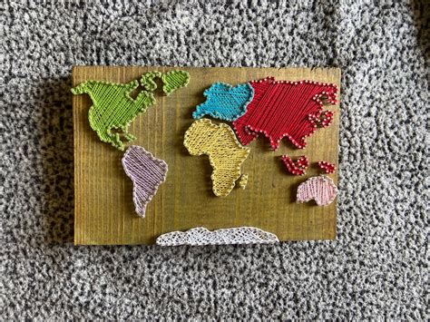 World Map String Art Etsy