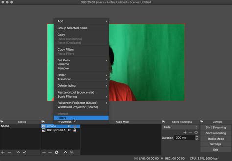 Edit Filters Of The Video Source On OBS Peaz