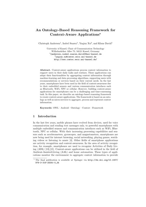 Pdf An Ontology Based Reasoning Framework For Context Aware Applications