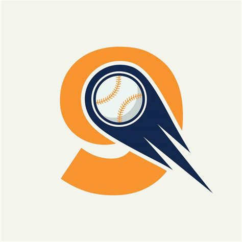 Letter 9 Baseball Logo Concept With Moving Baseball Icon Vector