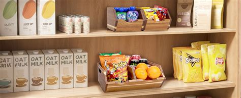 Happilif Acacia Wood Pantry Storage Bins Stackable 3 Piece