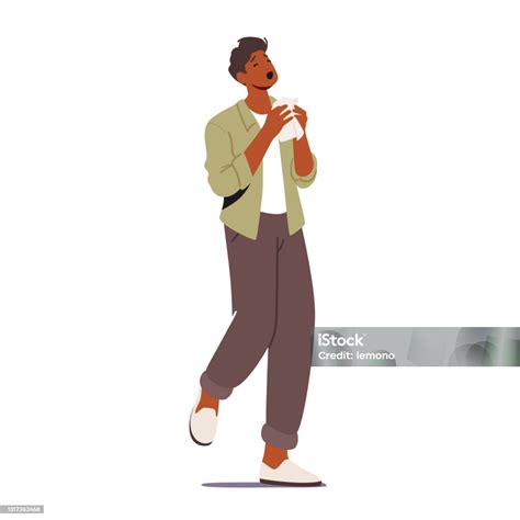 독감 및 인플루엔자 질환 증상 아픈 남자 재채기 콧물 콧물과 물티슈에 기침과 병든 남성 캐릭터 병원에 대한 스톡 벡터 아트 및 기타 이미지 Istock