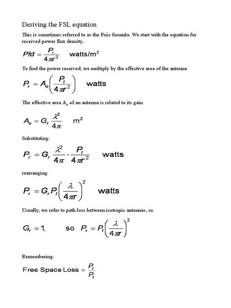 Deriving The Fundamental Free Space Loss Equation From First Principles
