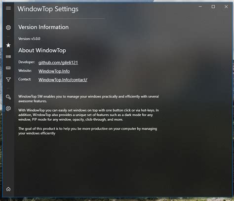 GitHub Oxygen Dioxide WindowTop Set Window On Top Make It Dark Transparent And More