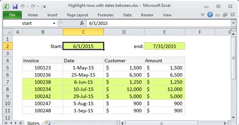 Highlight Rows With Dates Between Excel Formula Exceljet