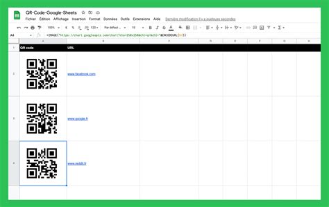 Créer des QR codes automatiquement dans Google Sheets