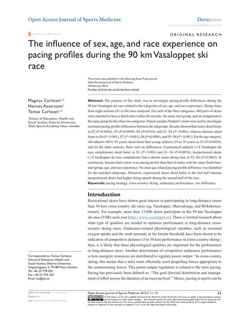 Pdf The Influence Of Sex Age And Race Experience On Pacing Profiles