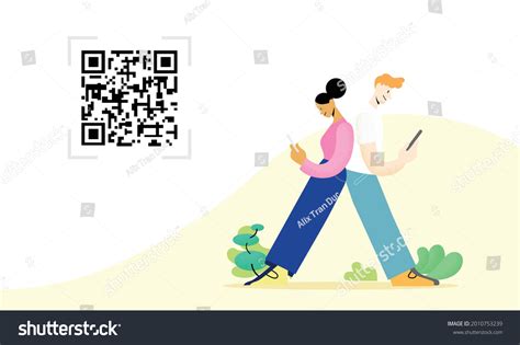 Qr Code Scanning Template Vector Illustration Stock Vector Royalty Free Shutterstock