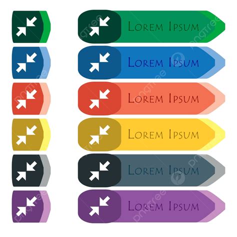colorful flat button set with exit full screen icon vector sign