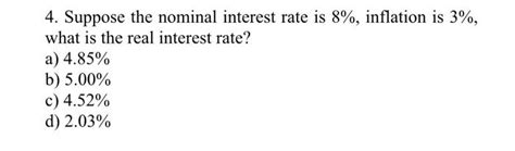 Solved Suppose The Nominal Interest Rate Is Inflation Chegg