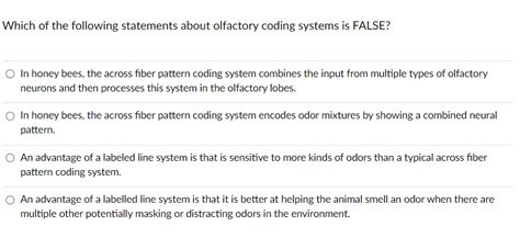 Solved Which Of The Following Statements About Olfactory