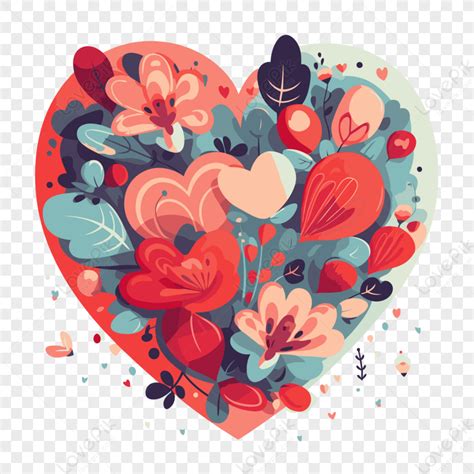 사랑 하트 클립 아트 빨간색과 밝은 색상의 하트와 같은 다양한 꽃 모양 만화 벡터 Png 일러스트 무료 다운로드 Lovepik