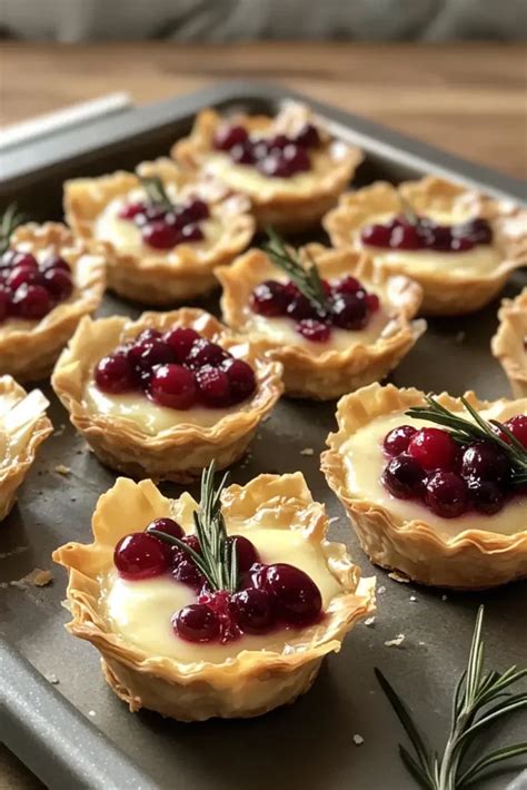 Mini Cranberry And Brie Phyllo Tarts Recipe Sweet Savory And Simple