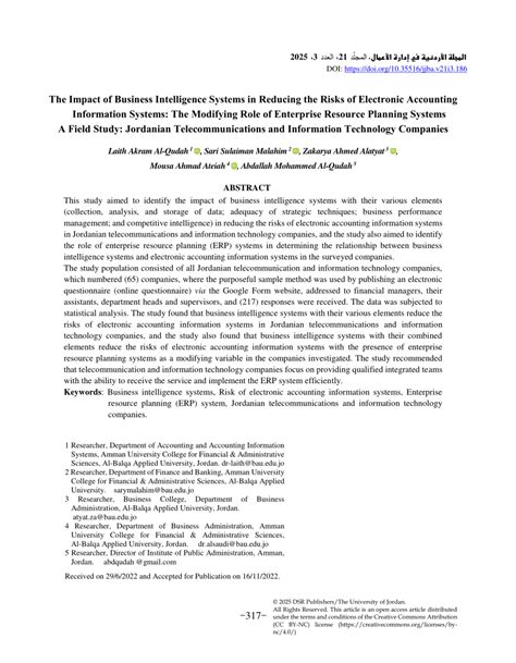 Pdf The Impact Of Business Intelligence Systems In Reducing The Risks Of Electronic Accounting