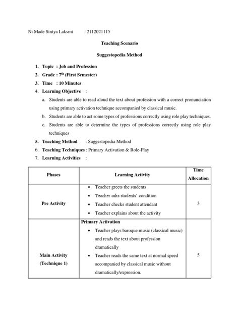teaching scenario tefl pdf teachers learning