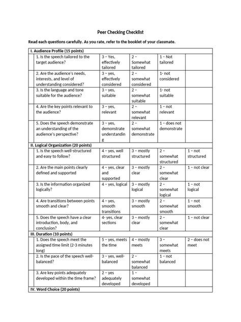 peer checking checklist pdf human communication linguistics