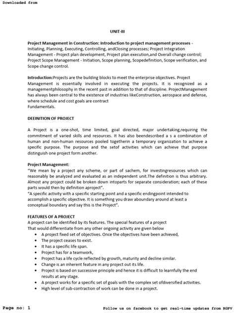 Notes Infrastructure Engineering Unit 3 Pdf Project Management