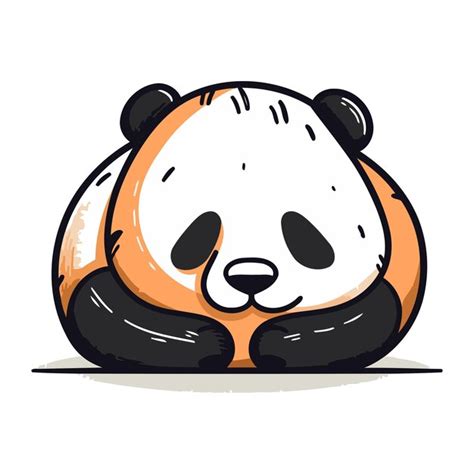 귀여운 잠자는 판다 만화 스타일의 손으로 그린 ⁇ 터 일러스트레이션 프리미엄 벡터