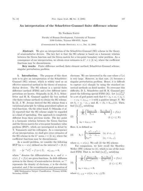 Pdf An Interpretation Of The Scharfetter Gummel Finite Difference Scheme