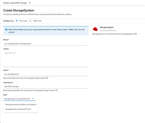 openshift data foundation create storagesystem can t use external mode