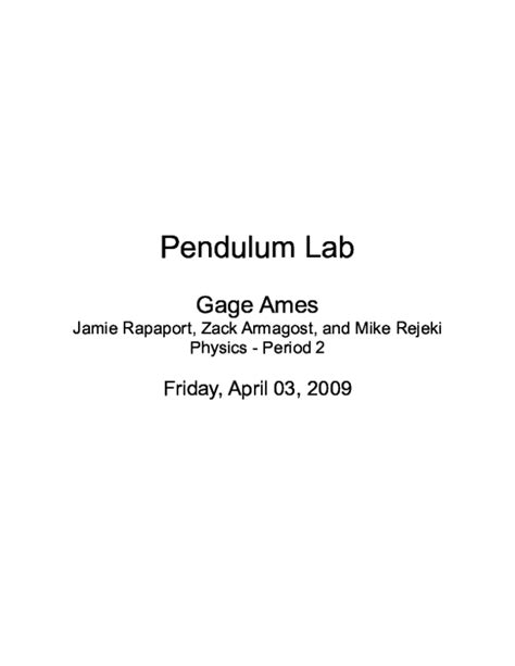 Doc Pendulum Lab Report