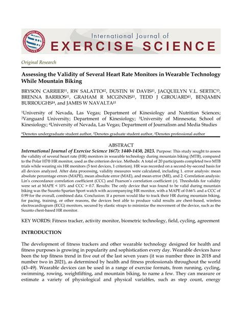 PDF Assessing The Validity Of Several Heart Rate Monitors In Wearable Technology While